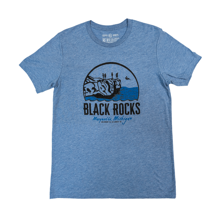 "Black Rocks" Blue Triblend T-Shirt